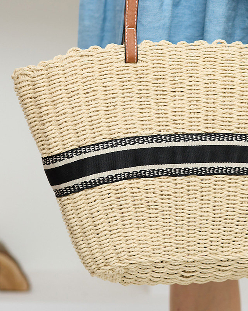 Dámska béžová slamená plážová taška - doplnky Béžový | Prísady ...