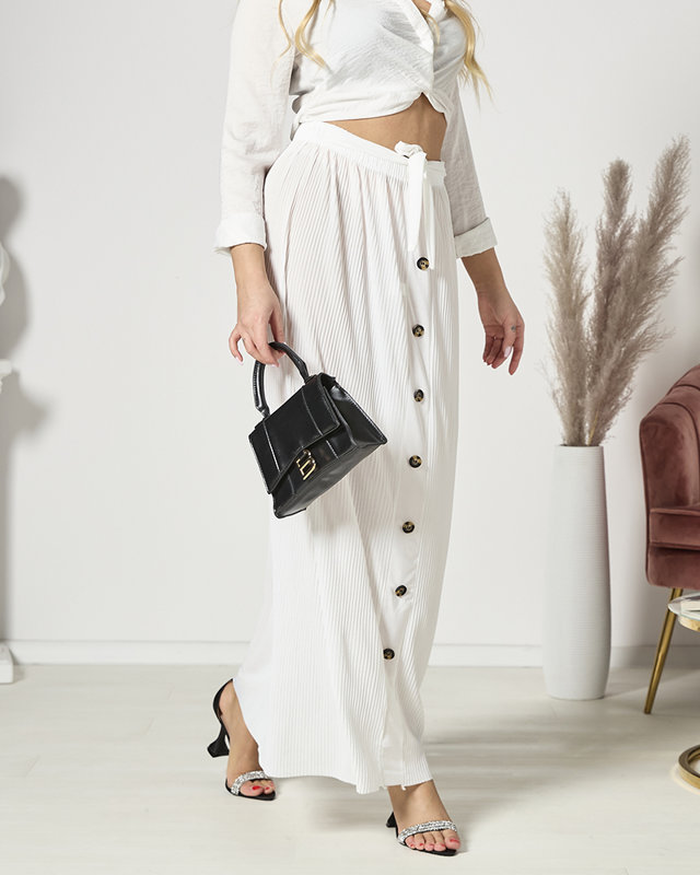 Biela dámska plisovaná maxi sukňa s gombíkmi - Oblečenie Bílý | ŽENA ...