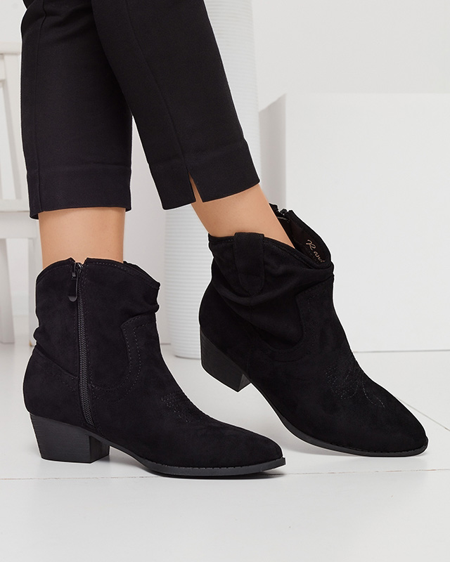 Čierne dámske čižmy a'la kovbojské čižmy s výšivkou Aseteris - Obuv | ŽENA \ Obuv \ Členkové ...