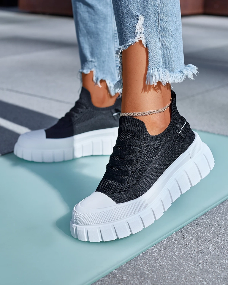 Čierne dámske tenisky na platforme Feksid- Obuv Černá | Obuv \ Športové ...