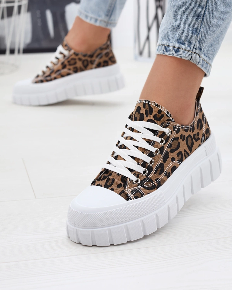 Hnedé dámske vzorované tenisky na platforme Ziratia - Obuv Hnědý | Obuv ...