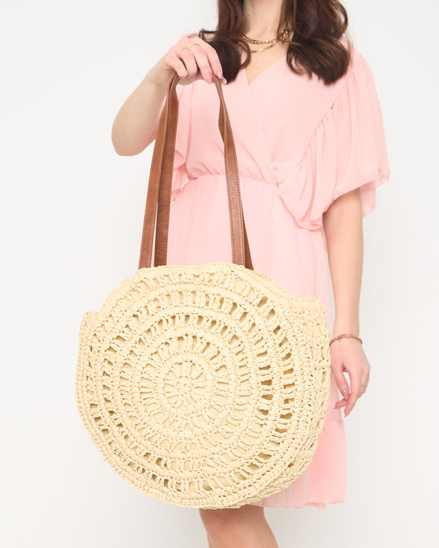 Okrúhla béžová slamená taška pre ženy - Doplnky Béžový | ŽENA \ Prísady ...