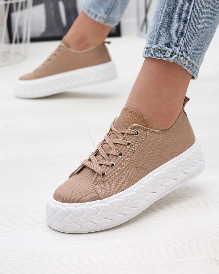 Svetlohnedé športové tenisky na platforme Saddol- Obuv Světle hnědá ...